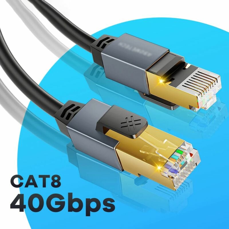 Кабель Ethernet CAT8 40 Гбит/с RJ45, сетевой кабель Ethernet Cat 8 для ноутбука, интернет-модема, маршрутизатора Wi-Fi, патч-корд SSTP