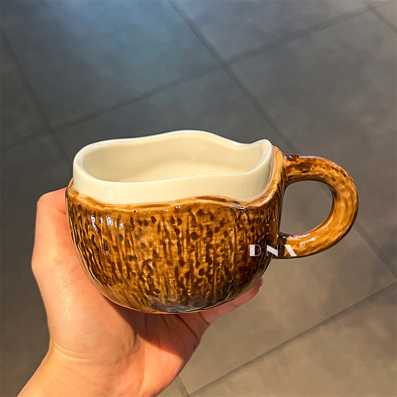 Милая чашка из кокоса, керамическая кофейная чашка, офисная маленькая кружка для молока, креативная контрастная цветная чашка, расширенная ниша