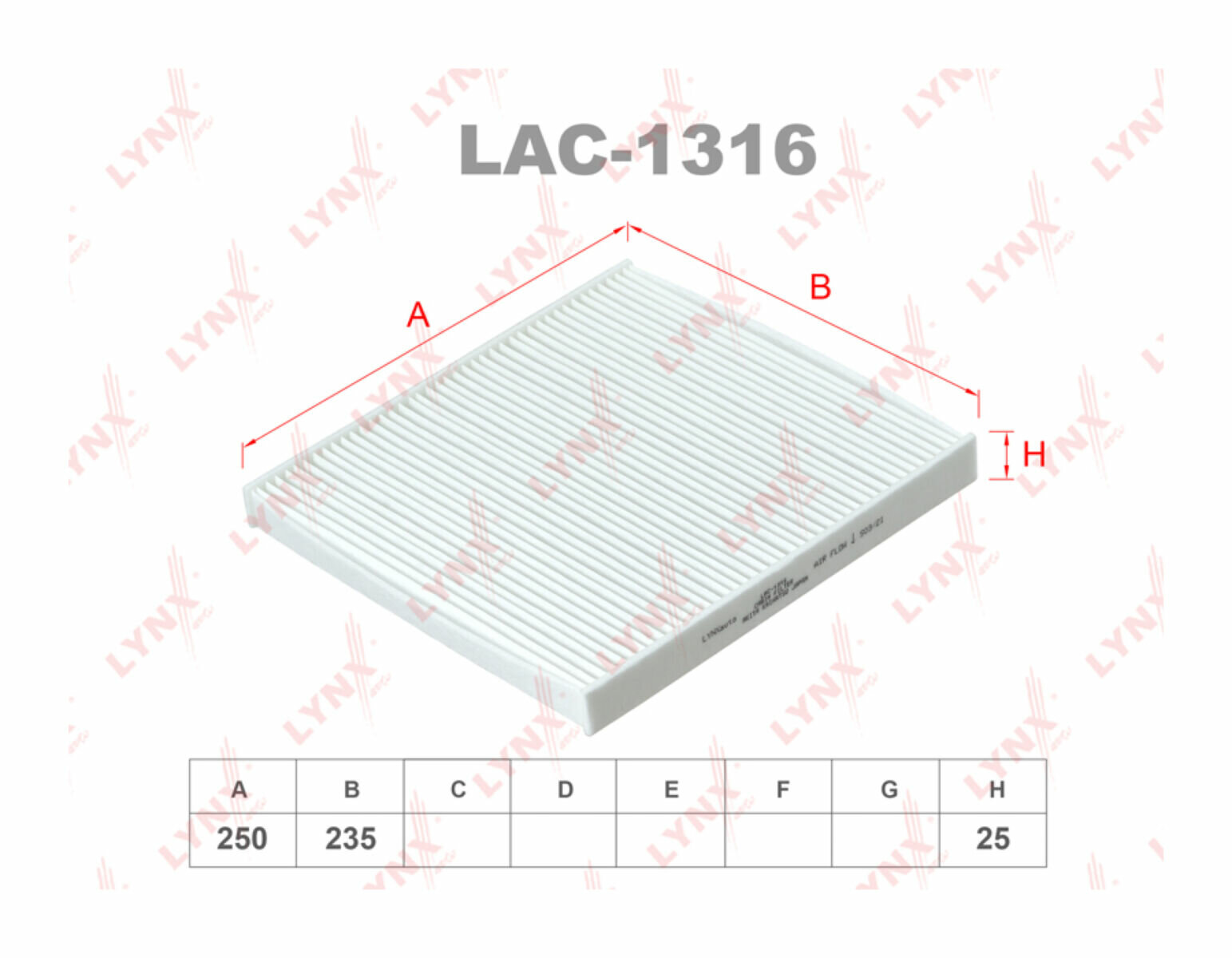 Lac-1316 Фильтр Салонный Lynxauto(Lynx Lac-1316)