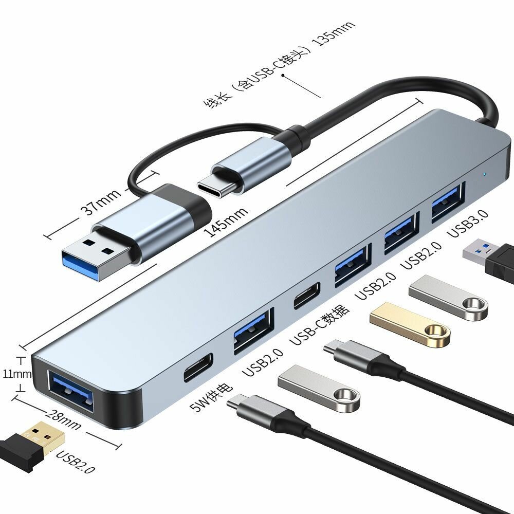 Usb hub 3.0 type c hub usb разветвитель 4 в 2 USB - хаб usb-c hub док станция для ноутбука Macbook Pro Air m1 m2 пк HDMI4K USB3.0 USB2.0 PD TF SD RJ45 AUX Tapy-c
