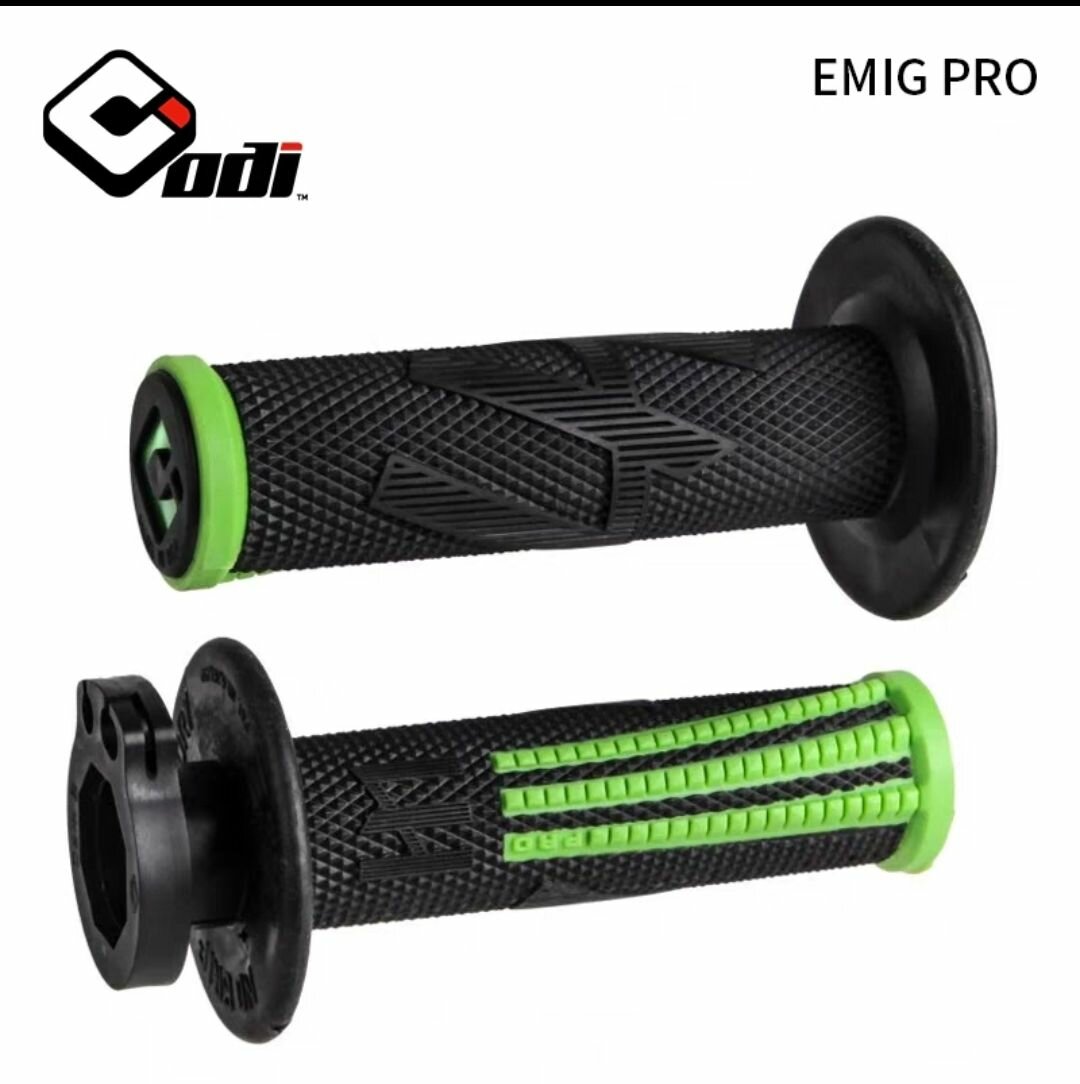 Грипсы ODI EMIG PRO V2 LOCK-ON GRIPS Black-Green