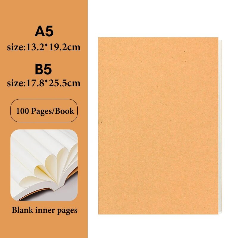 Блокнот из крафт-бумаги CS-076 A5/B5 100/200 листов A5, 100 Pages