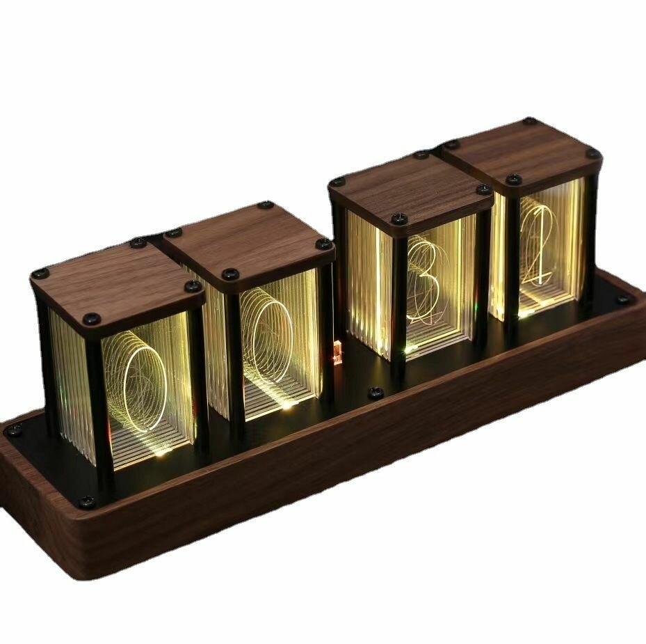 Настольные электронные светодиодные цифровые часы "Nixie Clock" с LED (RGB) подсветкой в стиле газоразрядных индикаторов Nixie Tube, программируемый конструктор (программирование в среде Arduino IDE)