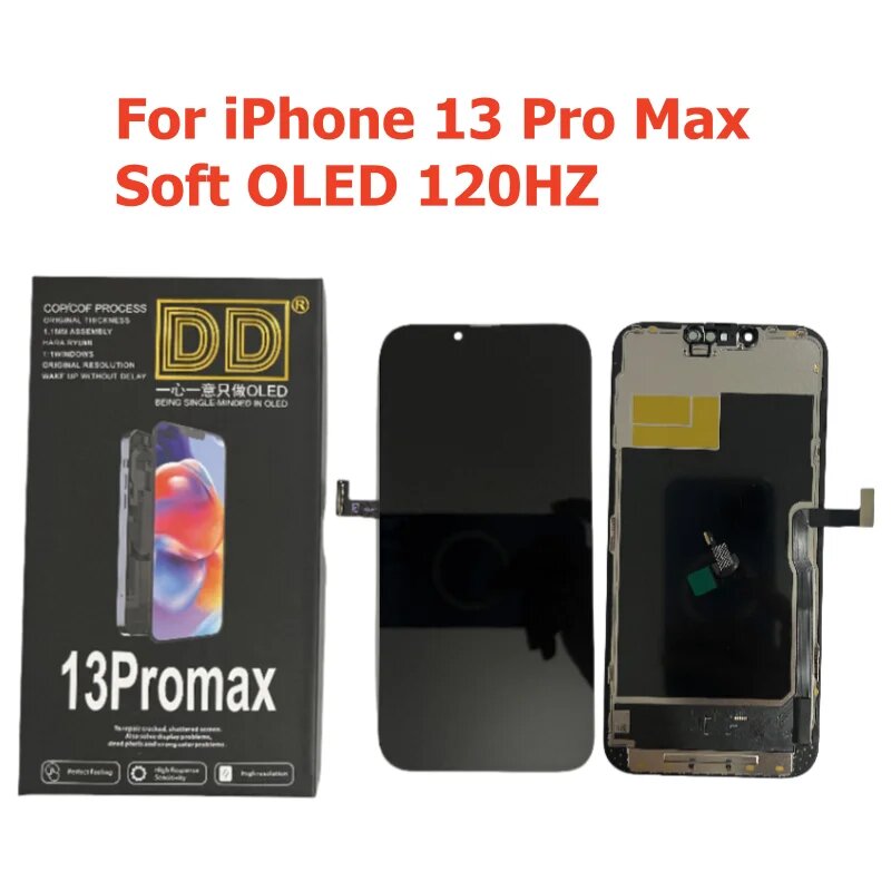 120 Гц, мягкий OLED-дисплей для iPhone 15 Pro Max 15Pro 13 Pro, ЖК-дисплей, дигитайзер сенсорного экрана 3D в сборе, высокая скорость обновления, замена 13Pro Max 120HZ