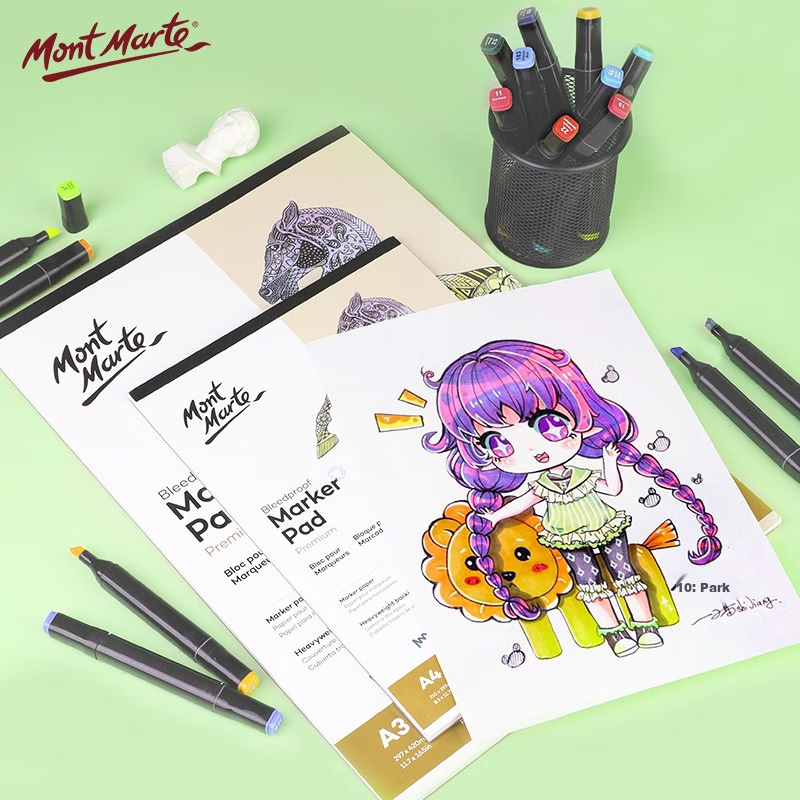 Mont Marte A3 Sketchbook, Art Marker Drawing Pad, Children's Sketch Book, Thickened Watercolor Pen Drawing Book, Hand-Drawn Doodle Book, Student Drawing Paper MGRD0206 Art Sketching