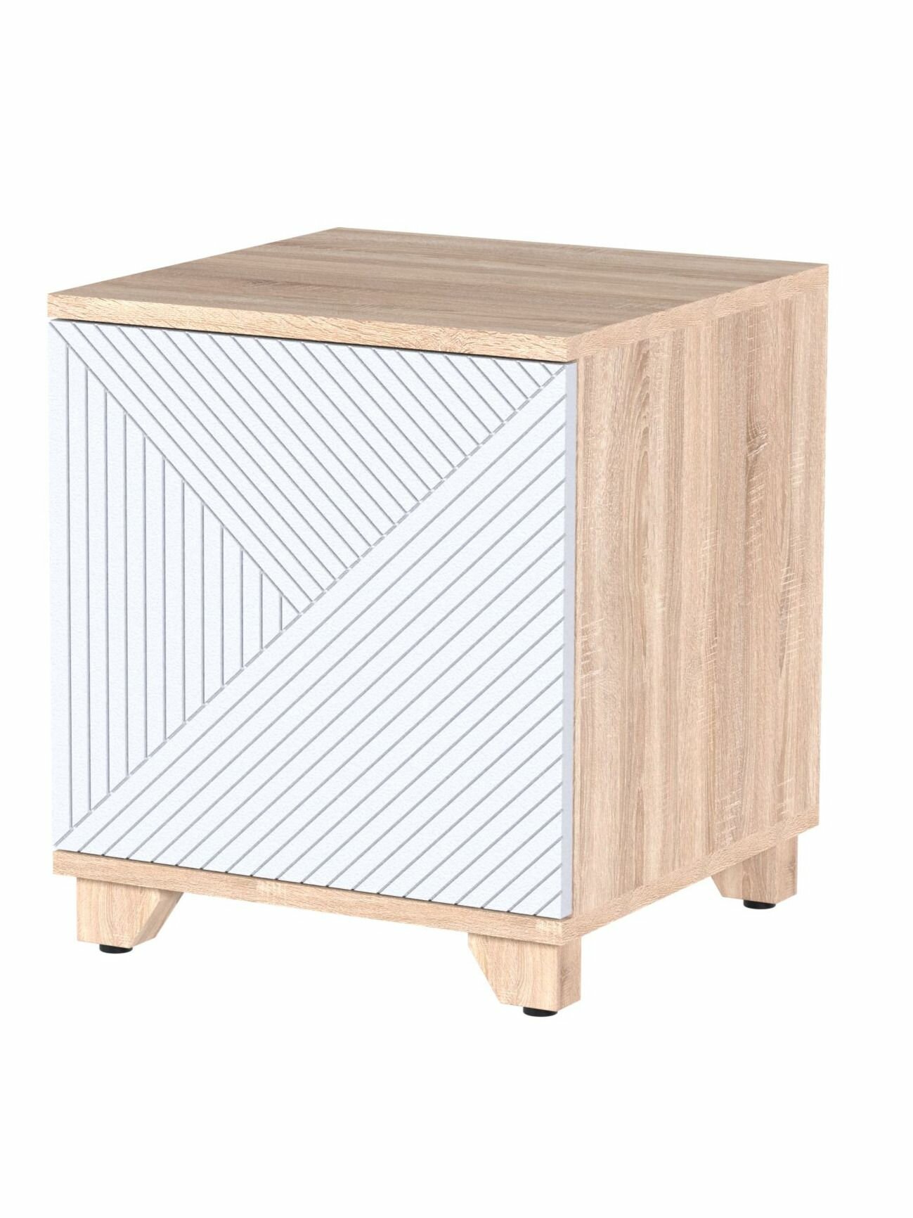 Тумба прикроватная Копенгаген со створкой Дуб Сонома / Белый мат (12 Стульев)