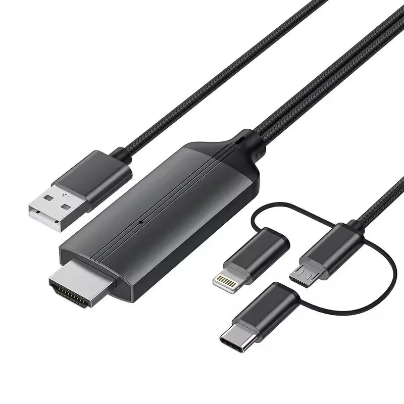 Зеркальный кабель Mirascreen 3-в-1, тип C, микро-USB-HDMI для телефона Android, Bluetooth HDTV, зеркало, 1080P