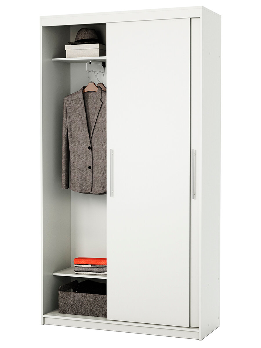 Шкаф-купе Шарм-Дизайн 2-х дверный Эконом платяной 100х45х200 см, ЛДСП Белый