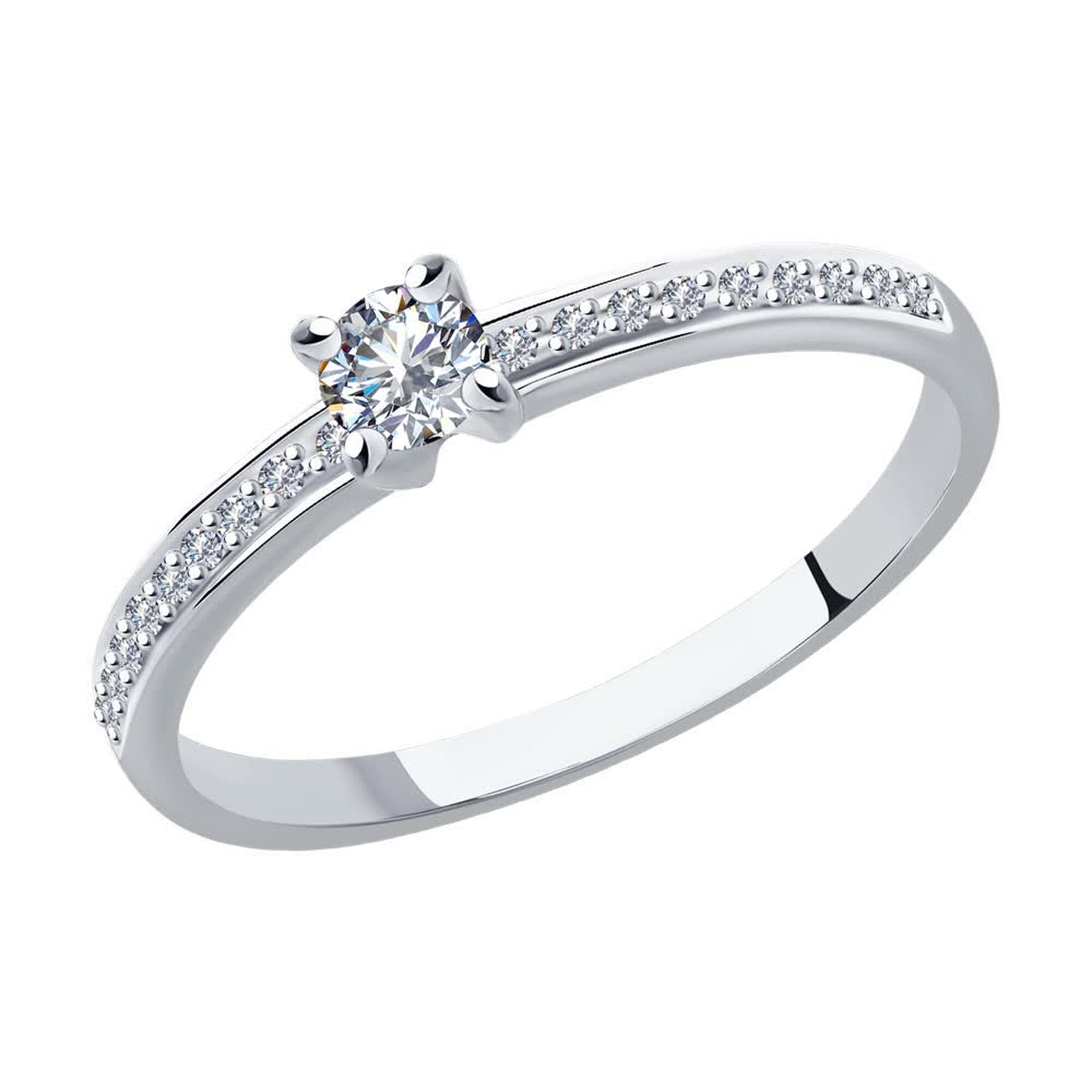 Кольцо помолвочное, белое золото, 585 проба, бриллиант