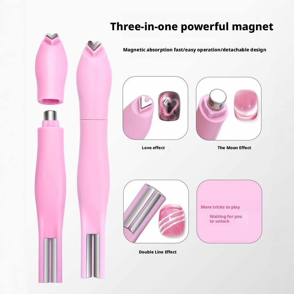 Магнит для дизайна ногтей 3 в 1 Кошачий Глаз / магнит с 3 насадками для маникюра Cat Eye