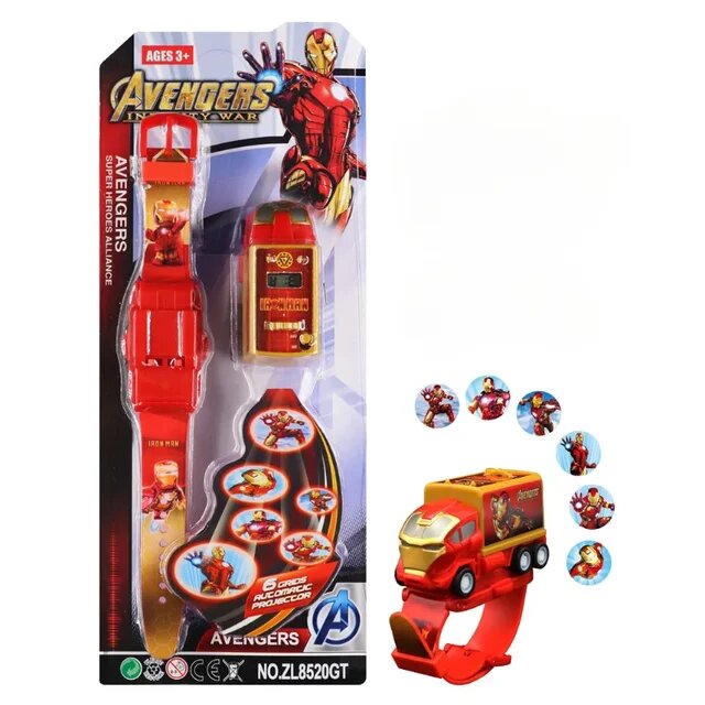 MINISO 3D Проекционные часы Disney Spiderman Iron Man Hulk