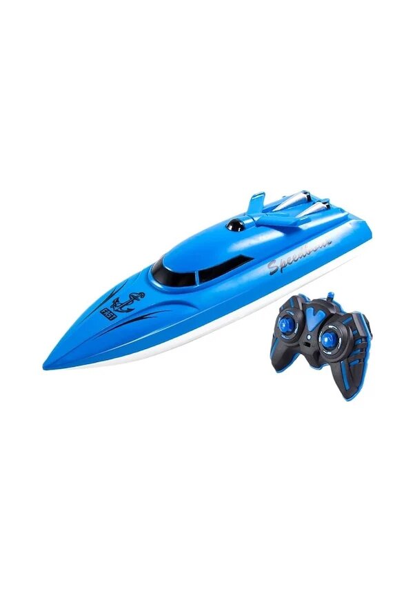 Симпатичная игрушечная лодка с дистанционным управлением 2,4 г, скоростной катер-симулятор, электролодка с запуском, светло-голубой