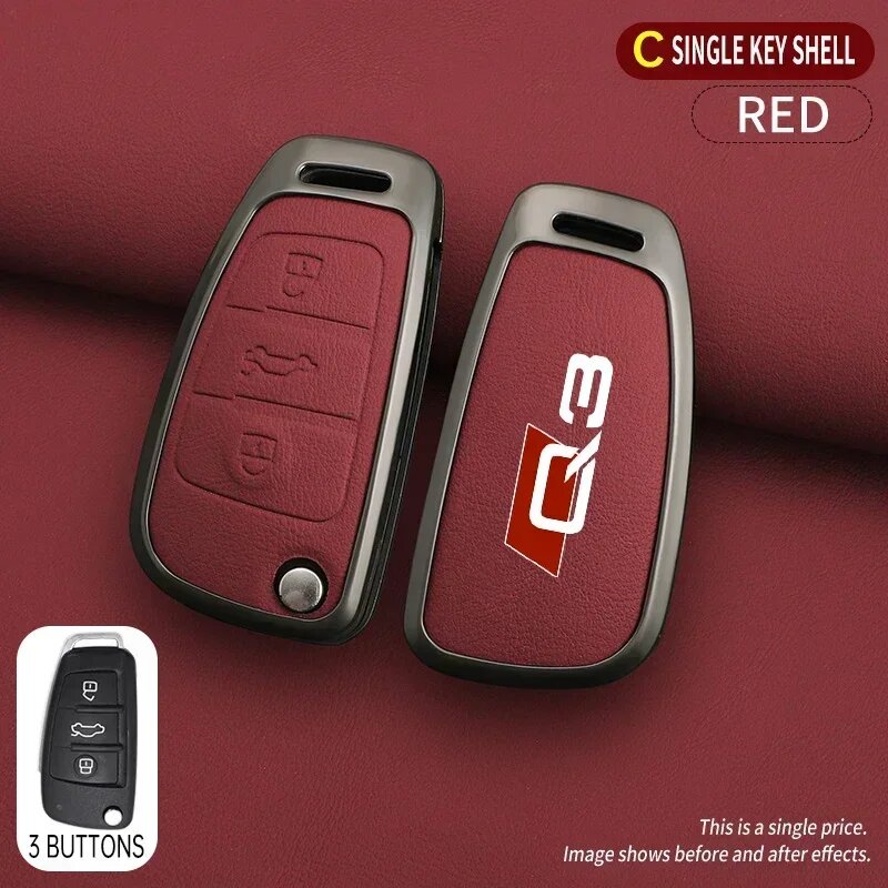 Чехол для автомобильного ключа из цинкового сплава, защитный чехол для Audi Q3 8U F3 RSQ3 A-red