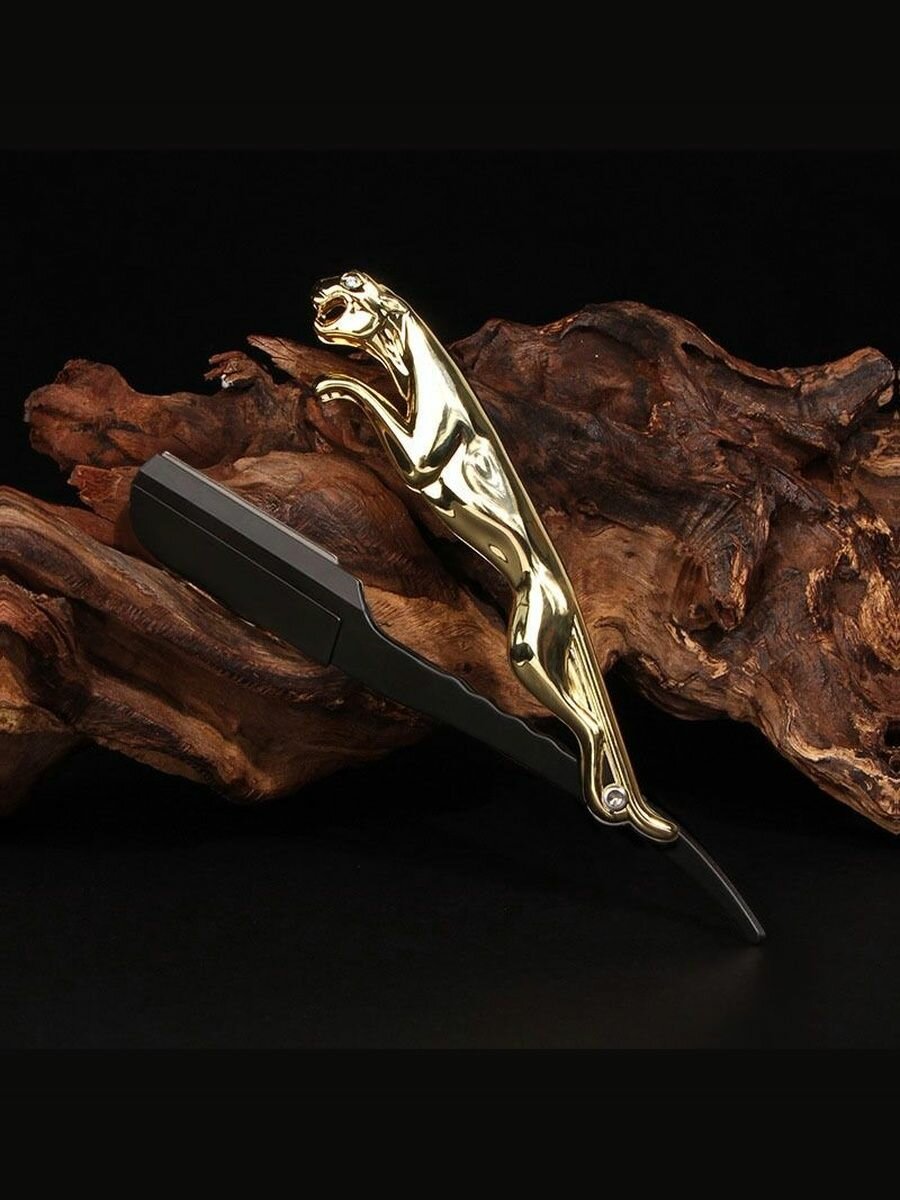 Опасная бритва , складная шавет, сменные лезвия, 1 шт, ягуар цвет золото