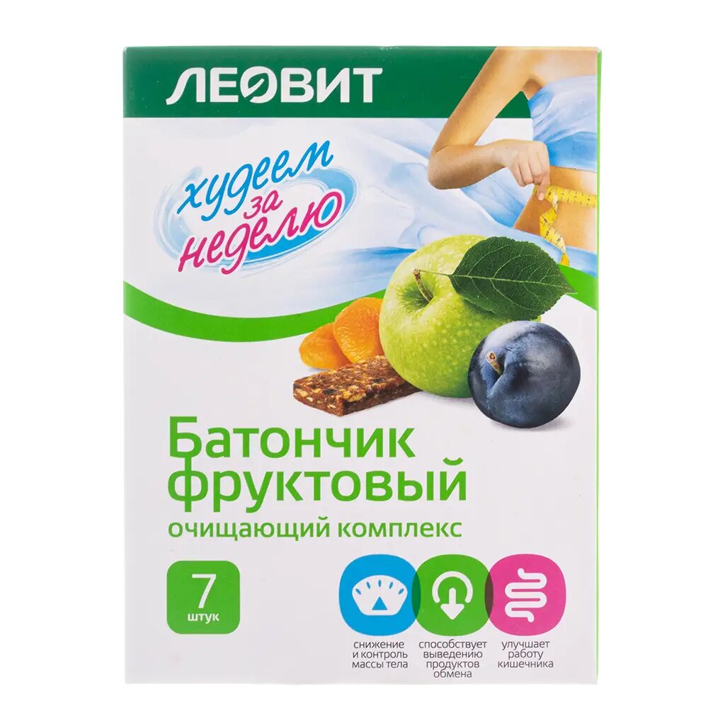 Леовит Худеем за неделю Батончик Очищающий комплекс фруктовый 7 шт