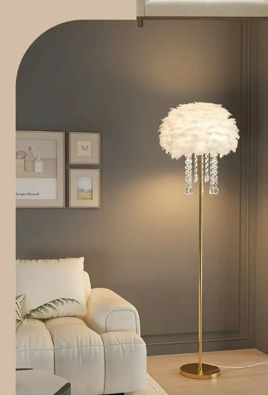 KNOW EASY-Торшер ins для гостиной, торшер с перьями, простой и элегантный, белый, высота 160 см