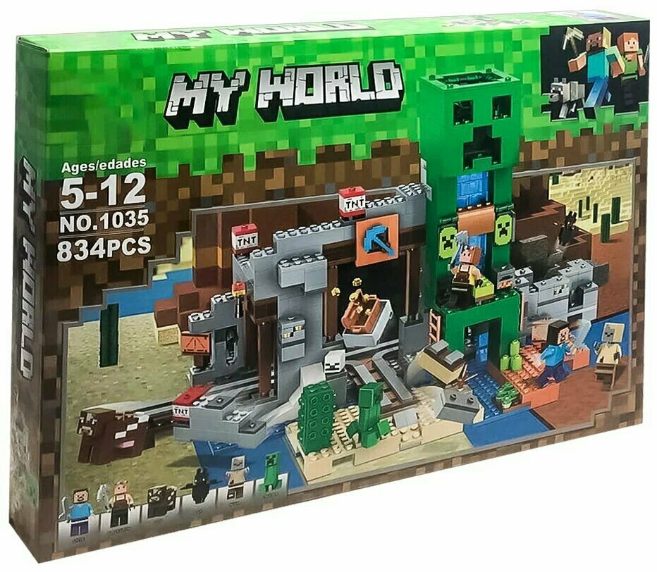 Конструктор My World Шахта Крипера Майнкрафт, 852 детали