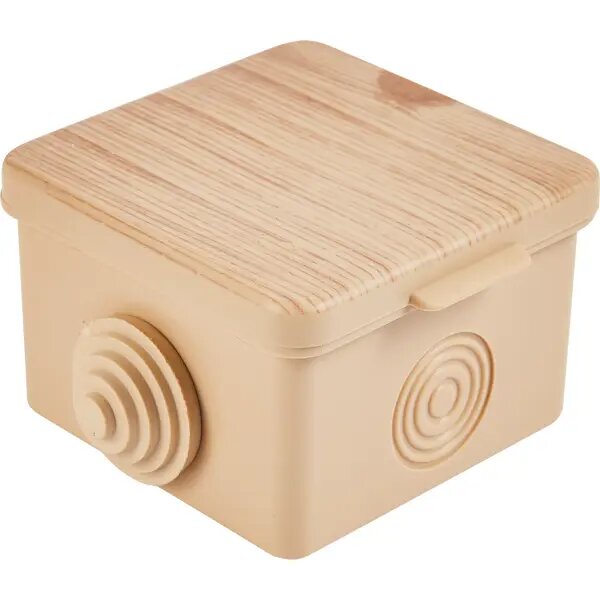 Распределительная коробка открытая TDM 65x65x50 мм 4 ввода IP54 цвет сосна