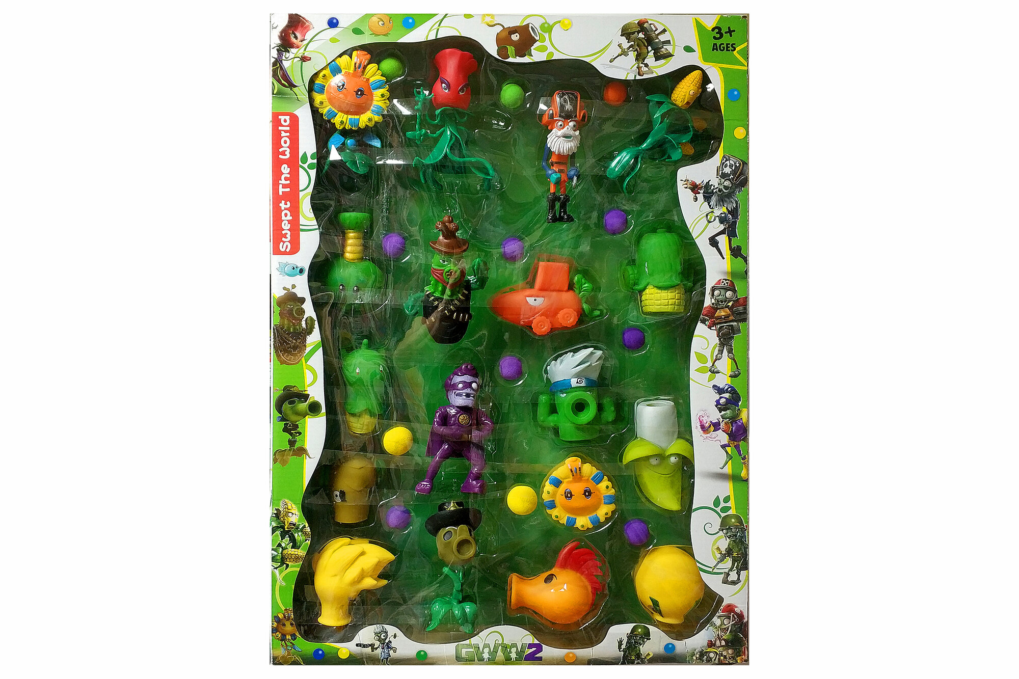 Фигурки набор зомби против растений PLANTS ZOMBIES GWW2 18 штук в картонной коробке