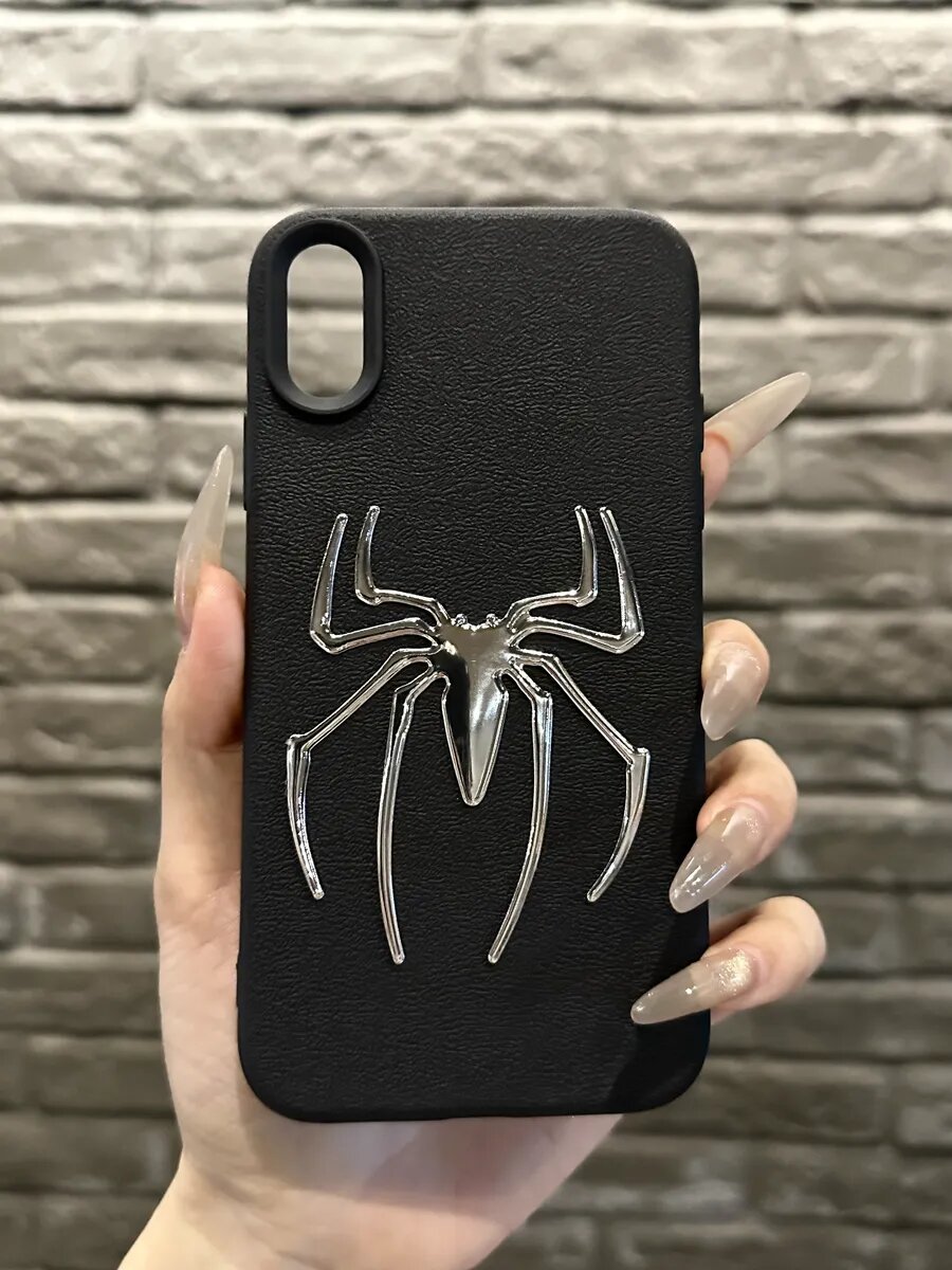 Чехол О'кейси для iPhone XR, с принтом, накладка, защитный, серебристый/черный