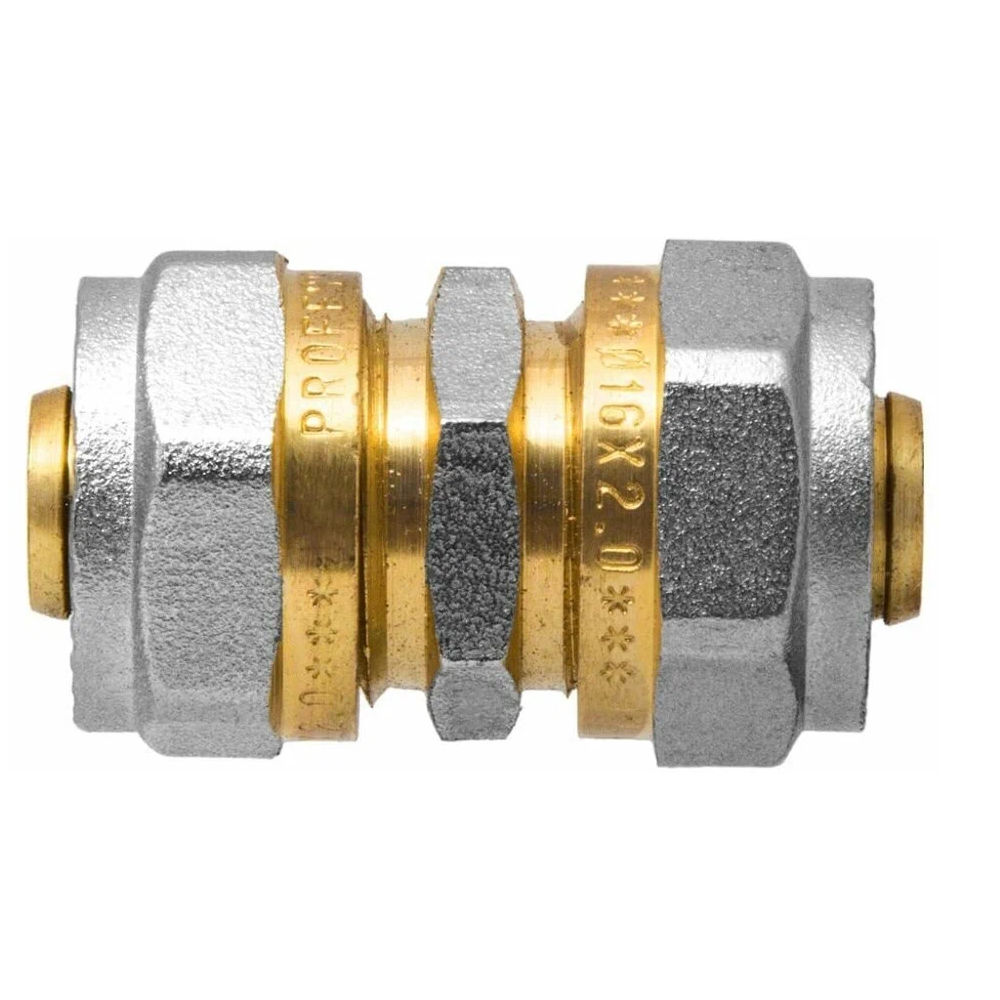 Соединитель Frap 26x32, обжимной, прямой, латунь, металлопластик (Цанга-цанга)