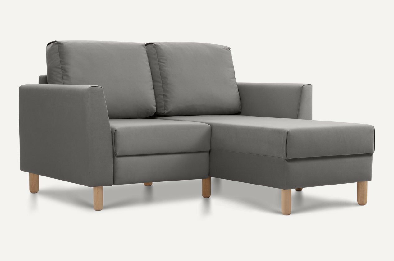 Диван угловой раскладной Divan.ru Ройн Мини Velvet Grey, 154х157х90, спальное место 122х202, велюр, темно-серый