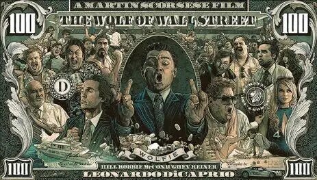 Холст "Волк Уолл-стрит" A2256, 70x120cm no frame