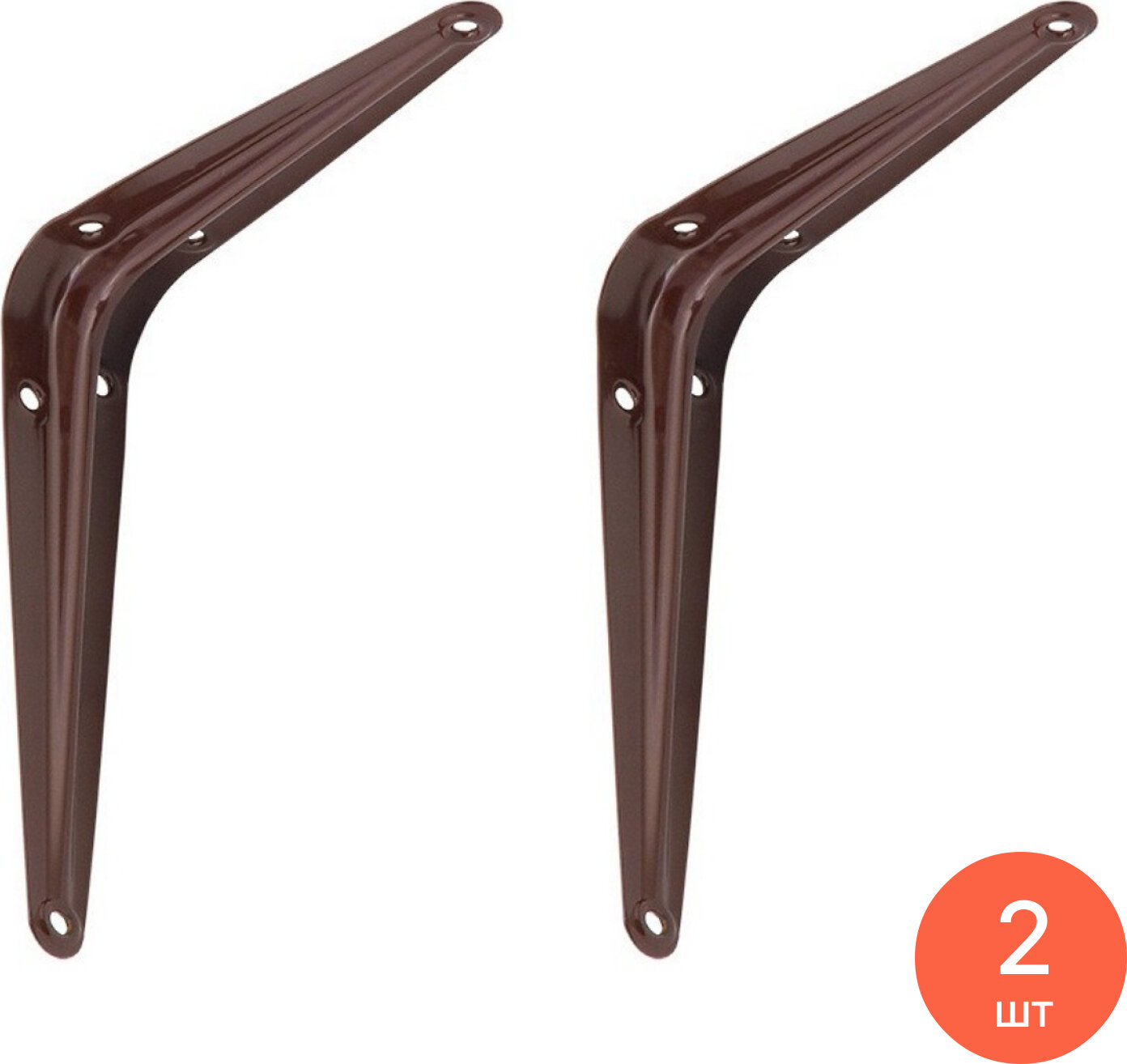 Кронштейн для полки Rock Solid Connection / Рок Солид Конекшн Domax WS 300BR стальной, коричневый, 300×250мм / держатель (комплект из 2 шт)