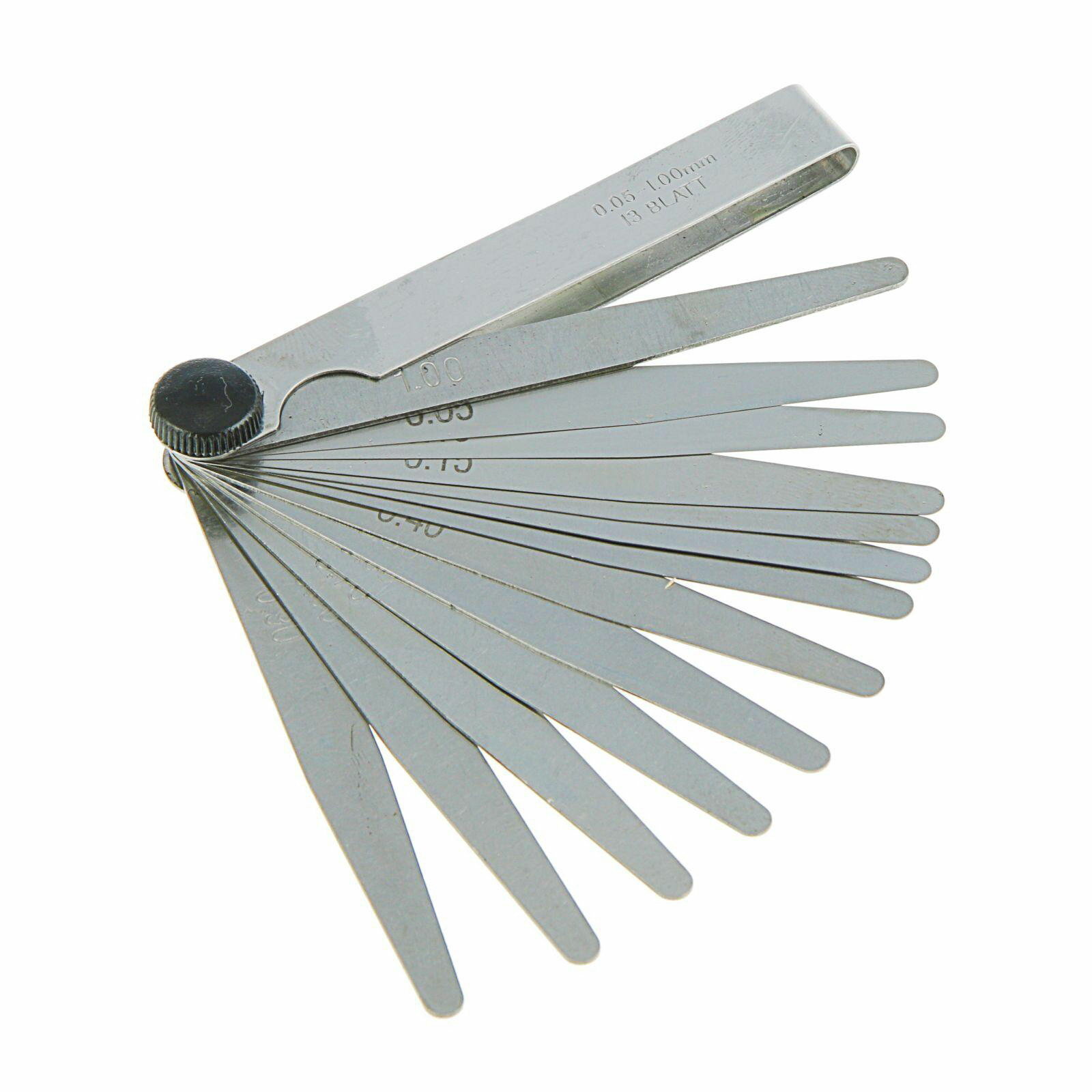 Щуп веерный 0.05-1.0 мм, 13 листов, в блистере, размер упаковки: 5 x 1.5 x 19 см.