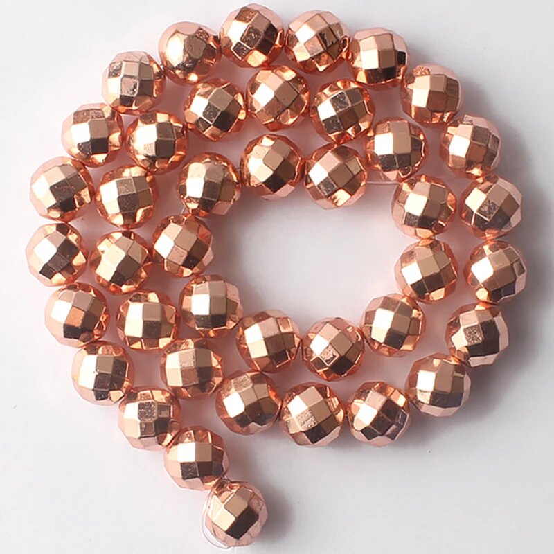 Гематитовые бусины Xilitata граненые розовые, золотые, 4mm (approx 91pcs), Rose Gold Faceted