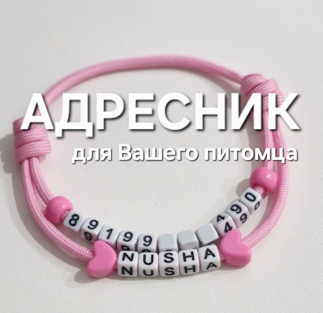 Адресник для собак и кошек с бусинами и подвесками, на шнурке, украшение для питомца