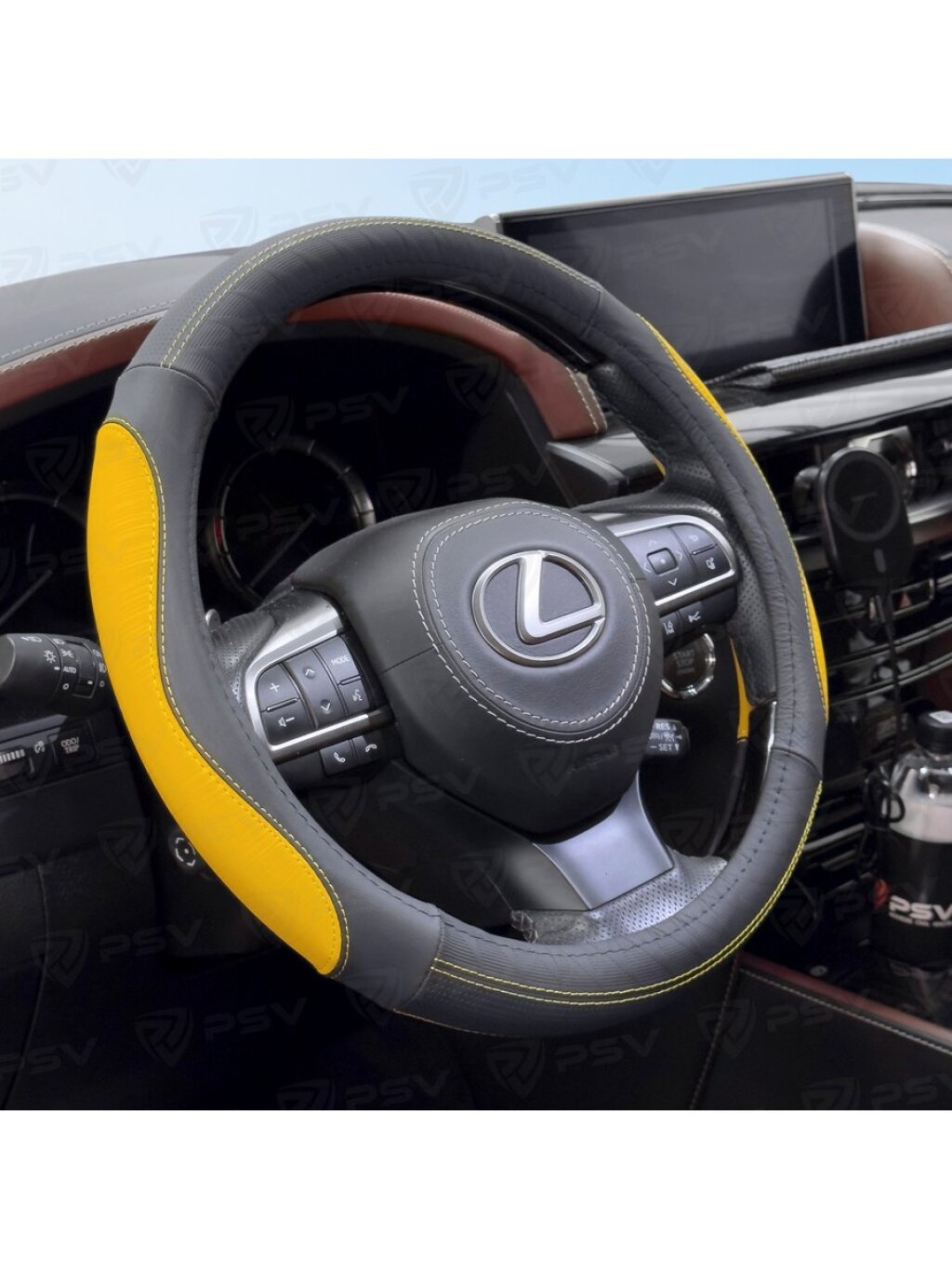 Оплётка руля PSV 137116 Натуральная кожа Желтый, черный