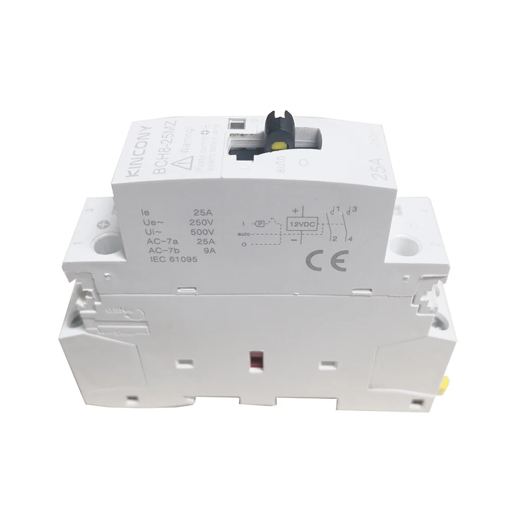 Постоянный ток 12 В переменного тока модульный контактор с переключателем ручного управления с креплением на DIN-рейку 2P 2NO для самостоятельной автоматизации умного дома