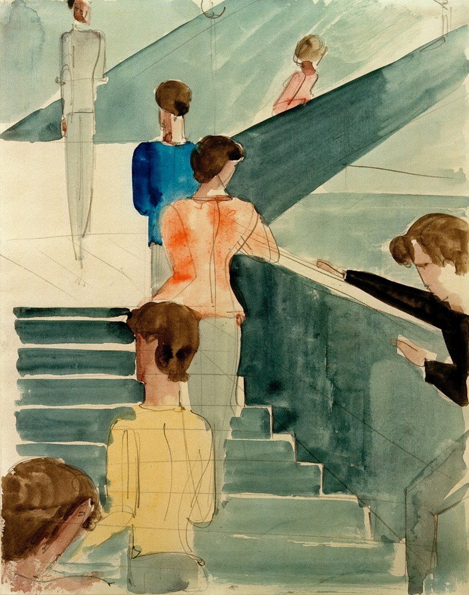 Плакат, постер Берже: Лестница модерна на бумаге, размер 42х60см