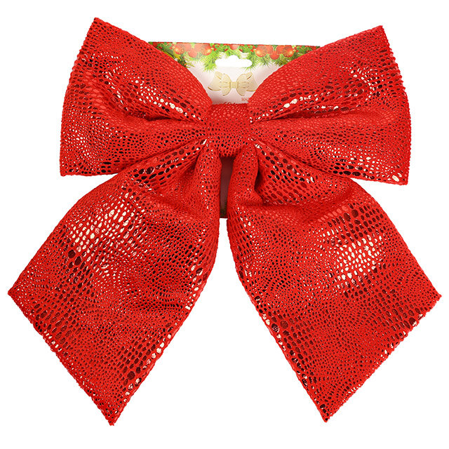 Бант на елку Сияющий Шик 28*25 см алый, Christmas Deluxe, 14244-1