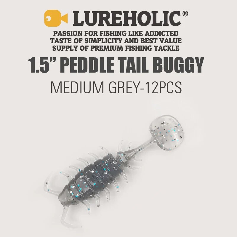 LUREHOLIC Педальный хвост мягкая блесна 12 шт. Серый, MEDIUS GREY 12pcs