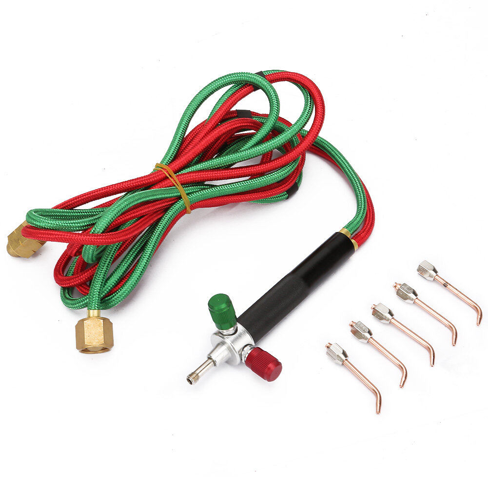 Мини-газовый кислородный горелка ацетилен для сварки пайки инструментальный набор 5 сменных наконечников температура 6300℃ материал медь алюминий