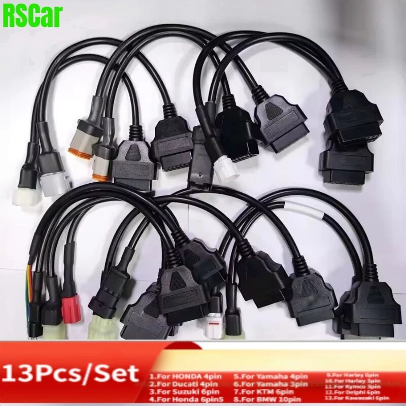 13 шт./компл. для KTM OBD2 разъем для мотоцикла, мотоцикла, YAMAHA, HONDA, SUZUKI, для Ducati, удлинительный кабель OBD для Kawasaki, 13Pcs