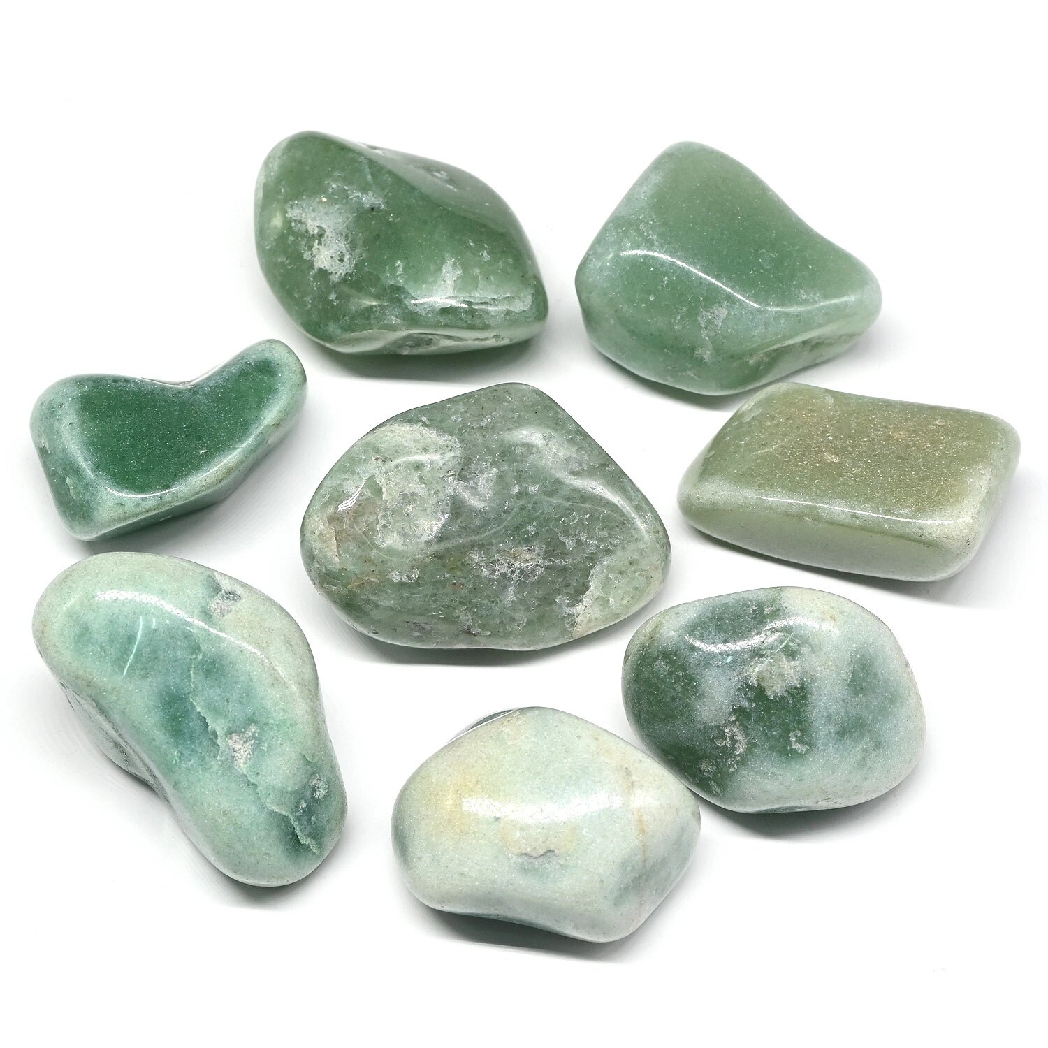 Авантюрин зеленый галтовка фракция 15-30мм, упаковка 100г.