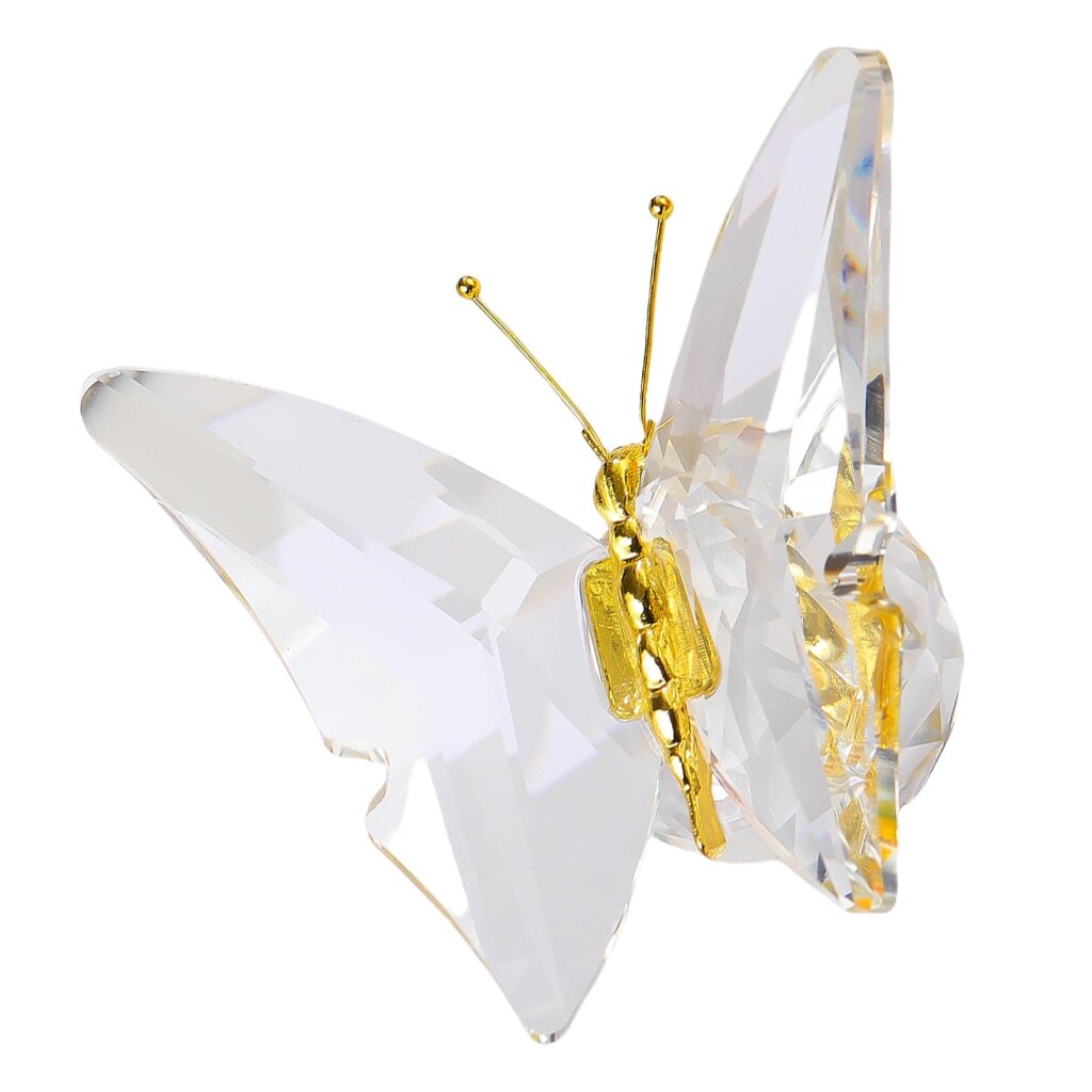 Кристальная фигурка летящей бабочки со стеклянным основанием для свадебного и рождественского декора