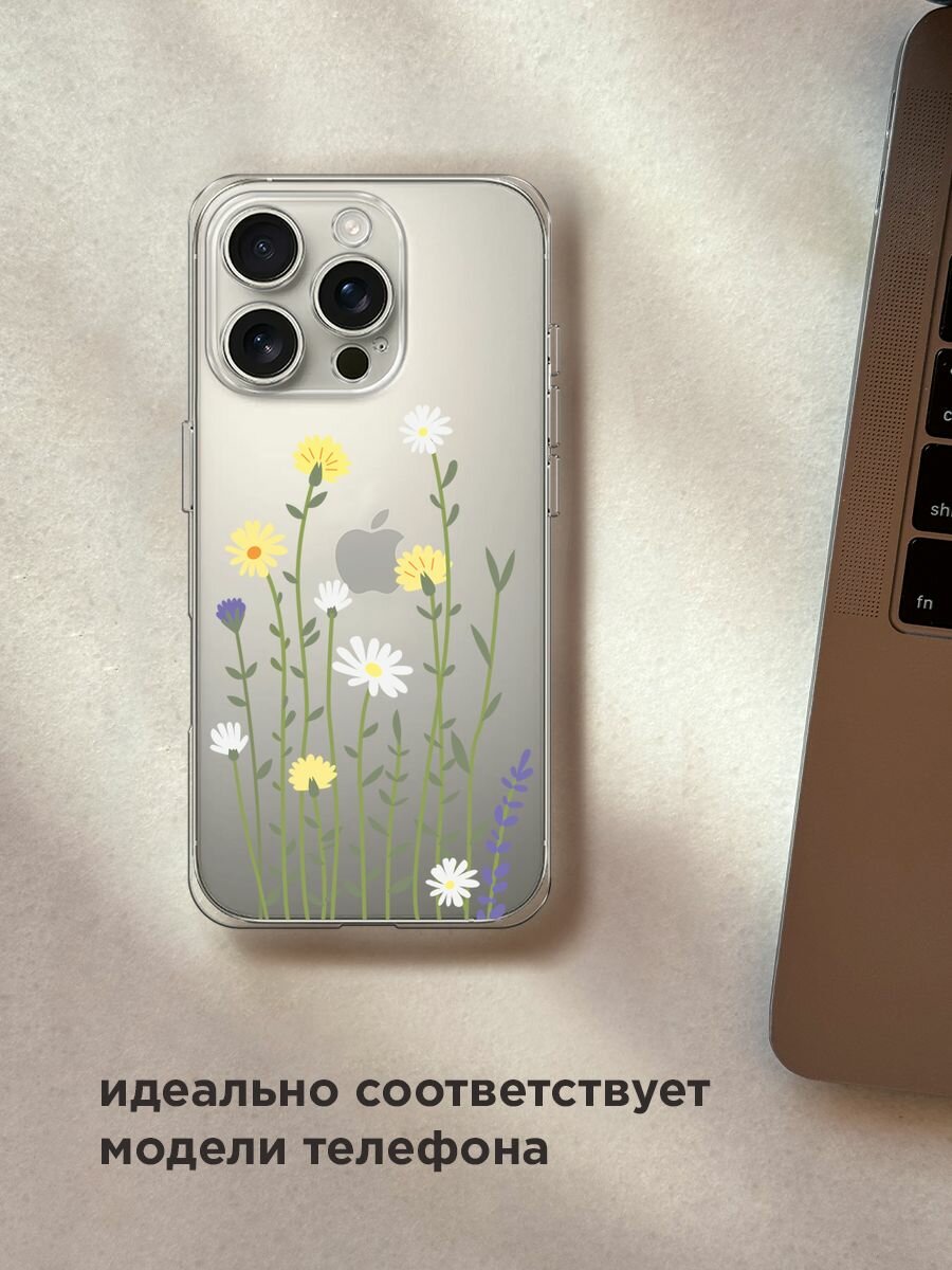 Чехол на Apple iPhone 16 Pro / Айфон 16 Про с принтом "Пучок полевых цветов", прозрачный — фото 1