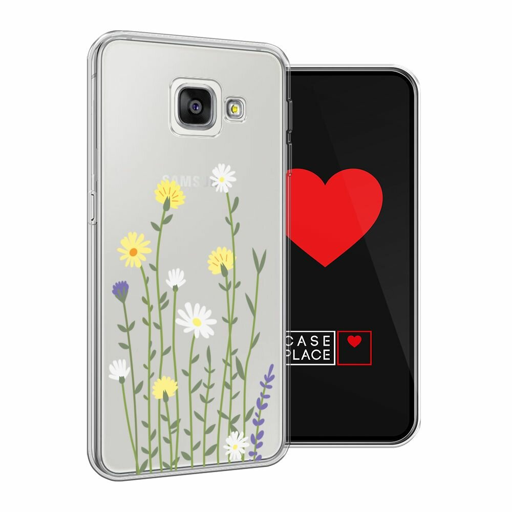 Чехол на Samsung Galaxy A3 2016 / Самсунг Галакси А3 2016 с принтом "Пучок полевых цветов", прозрачный — фото 1