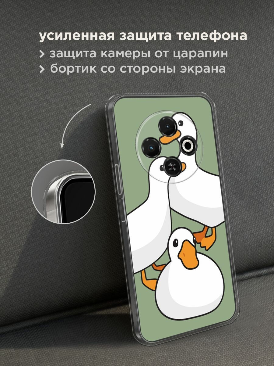 Чехол на Tecno Spark 30C / Текно Спарк 30C с принтом "Утиное трио" — фото 1