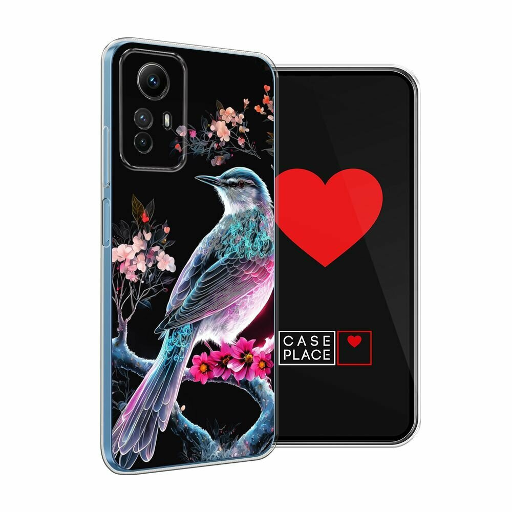 Чехол на Xiaomi Redmi Note 12S / Сяоми Редми Ноут 12S с принтом "Птица на цветущем дереве" — фото 1