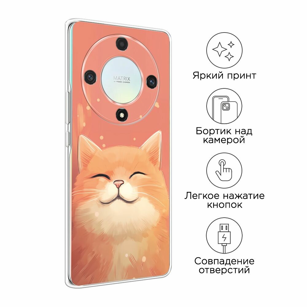 Чехол на Honor X9A / Хонор X9A с принтом "Довольный рыжий котик" — фото 1