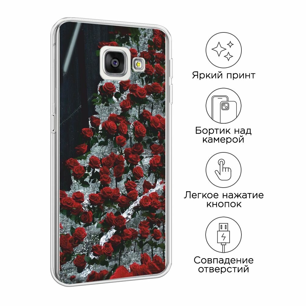 Чехол на Samsung Galaxy A3 2016 / Самсунг Галакси А3 2016 с принтом Цветущие алые розы — фото 1