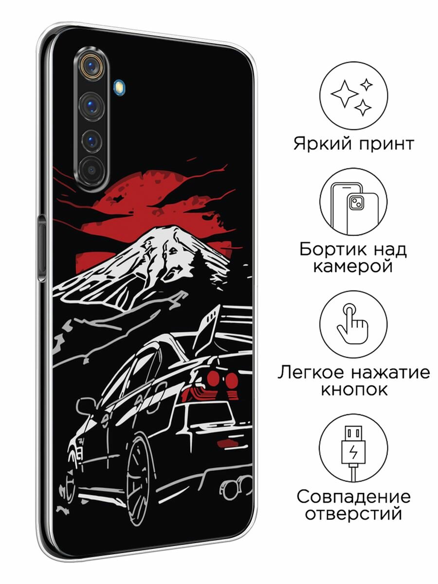 Чехол на Realme 6 Pro / Реалми 6 Про с принтом "Машина в горах JDM" — фото 1