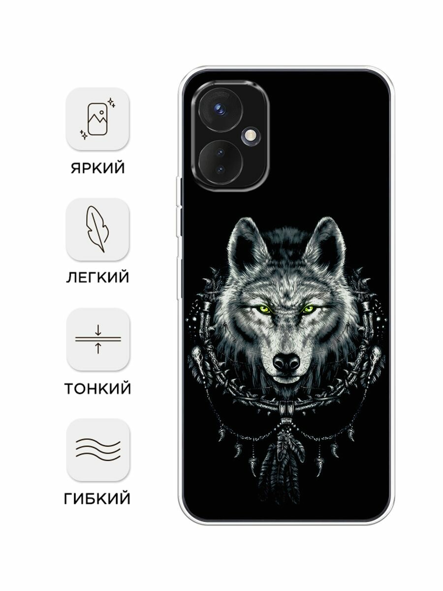 Чехол на Tecno Spark 9 Pro / Техно Спарк 9 Про с принтом "Волк оберег" — фото 1
