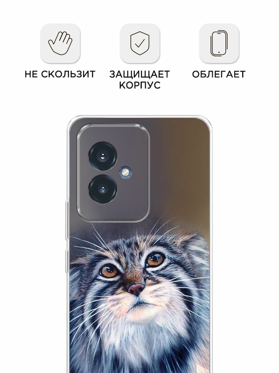 Силиконовый чехол на Honor 100 / Хонор 100 с принтом "Кот манул 2" — фото 1