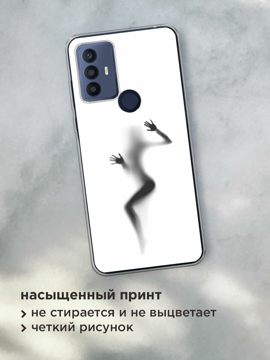 Чехол на TCL 30E/30 SE/305/306 / ТСЛ 30E с принтом "Девушка в душе" — фото 1